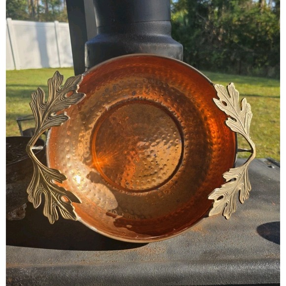 The Unbranded Brand | Dining | Vintage 1 Hammered Copper Bowl Brass Oak ...